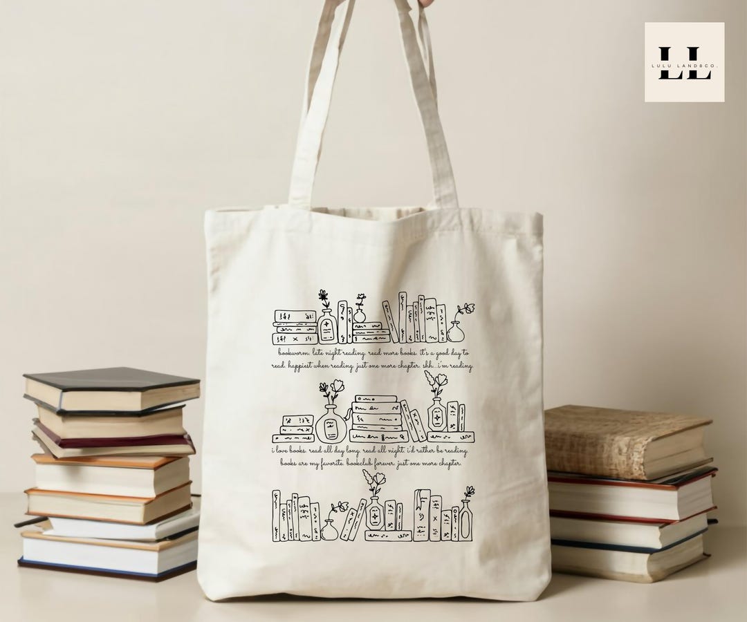 Floral Book Bag, Book Lovers Bag, Library Tote, Book Nerd Totes ...