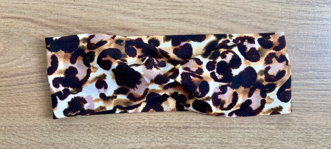 Headband. Leopard Print Stretch Cotton Jersey Headband, Leopard Print ...