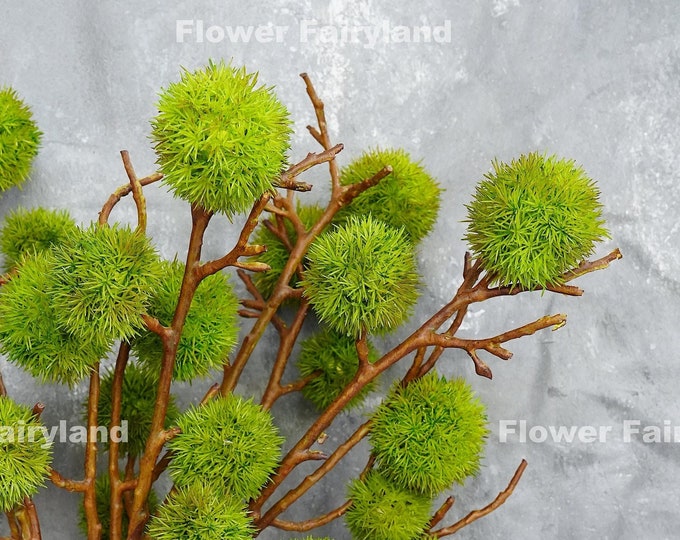 27" Faux Chestnut Branch | 5 Chestnut Balls | Artificial Plant | DIY ...