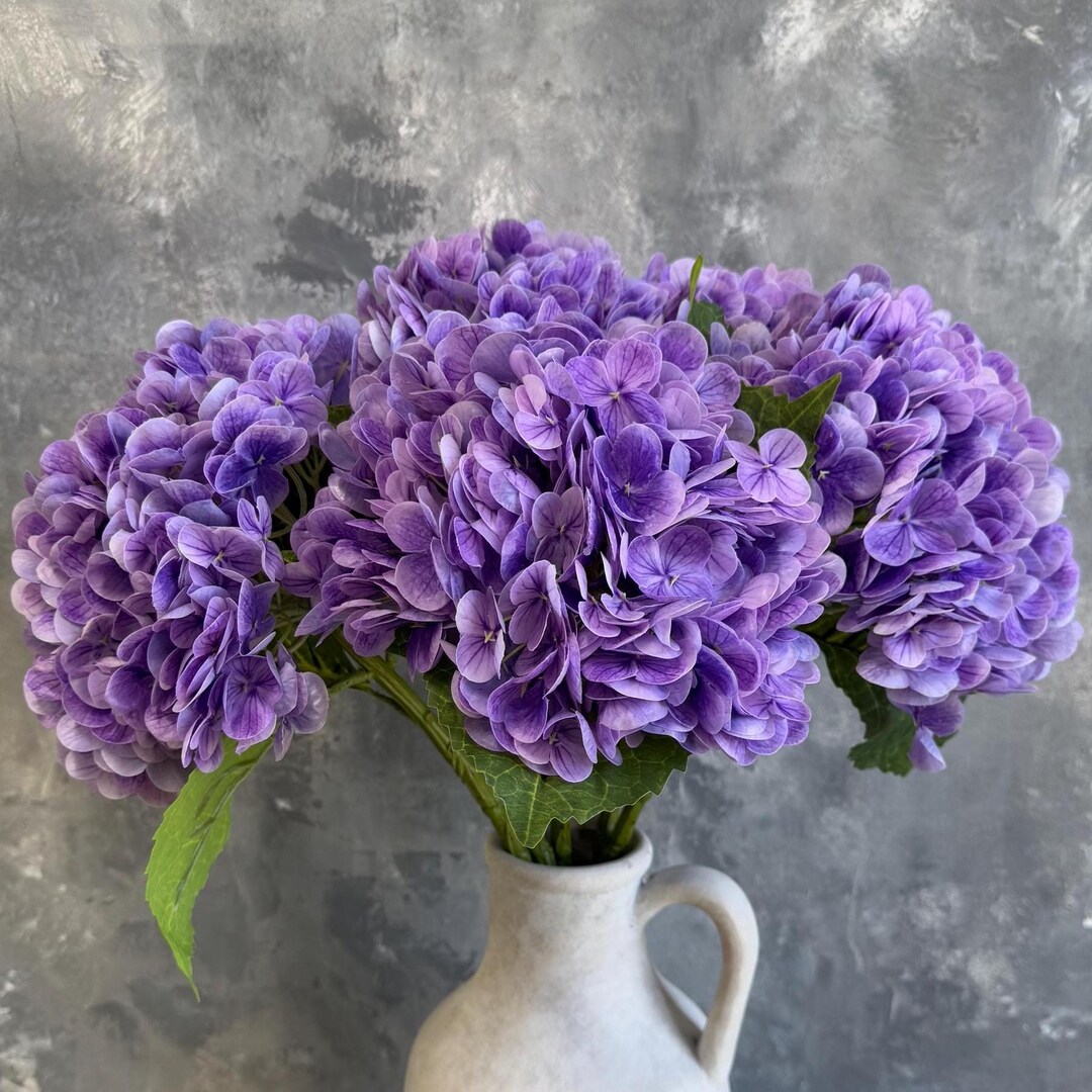 Real Touch Huge Hydrangea Stem - Artificial Flower - Electric Purple ...