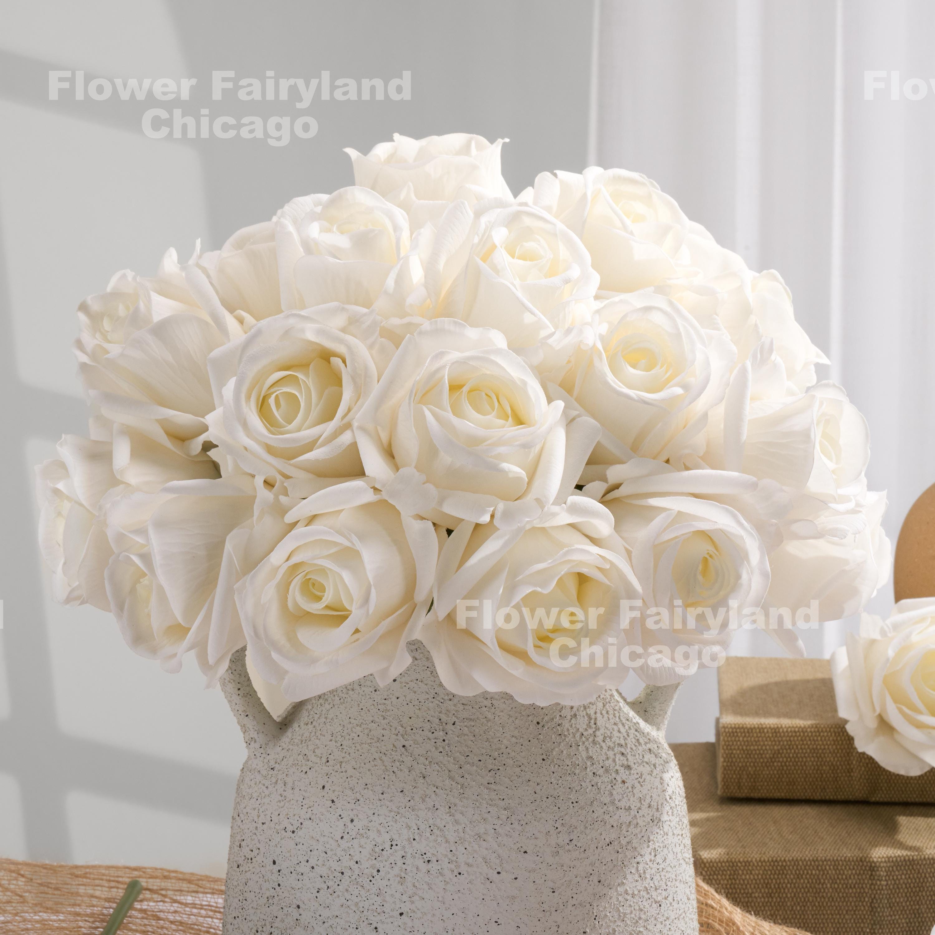 Real Touch Half Bloom Rose Bouquet - Artificial Flower - White - Etsy