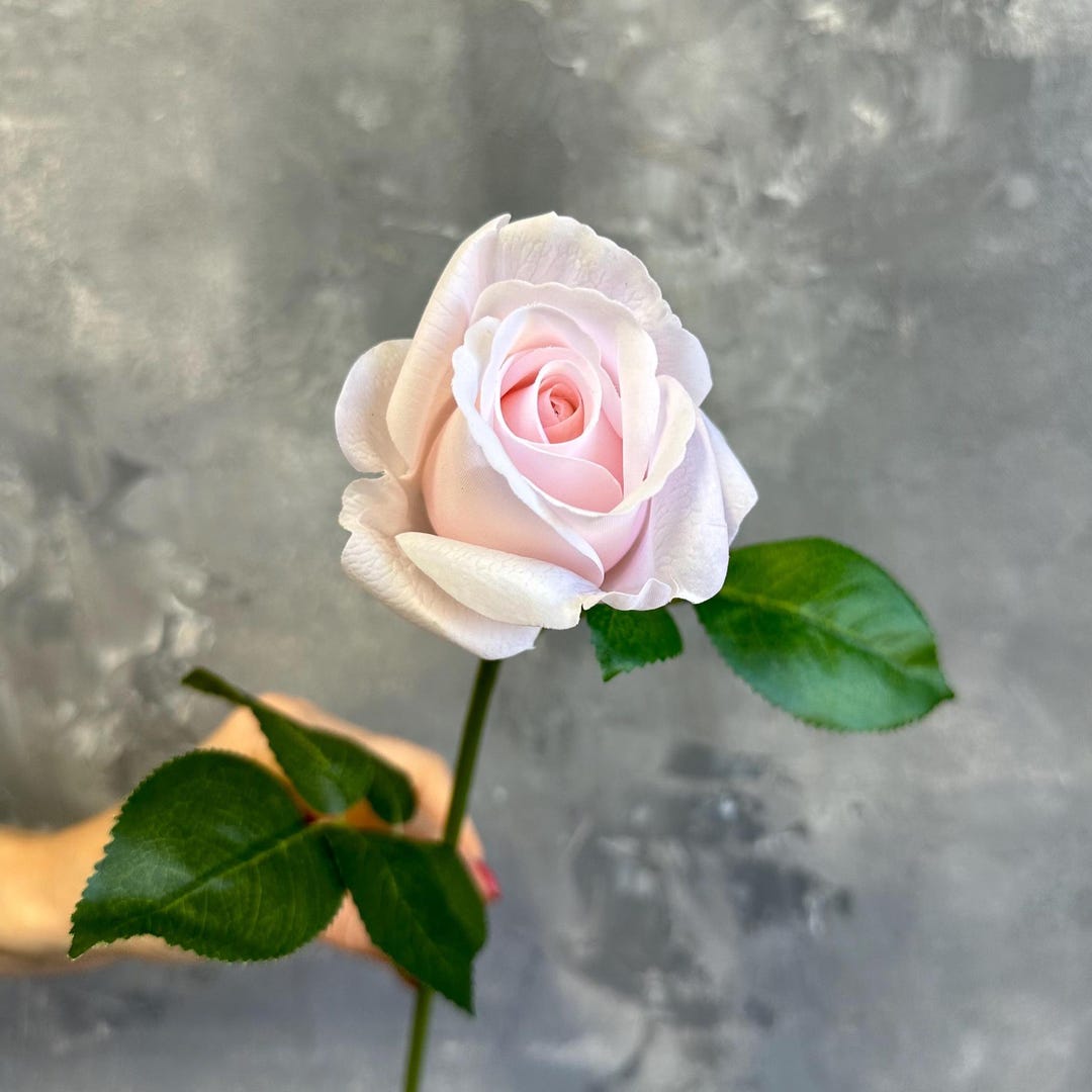 Real Touch Partially Open Rose Bud Stem - Artificial Flower - Light ...