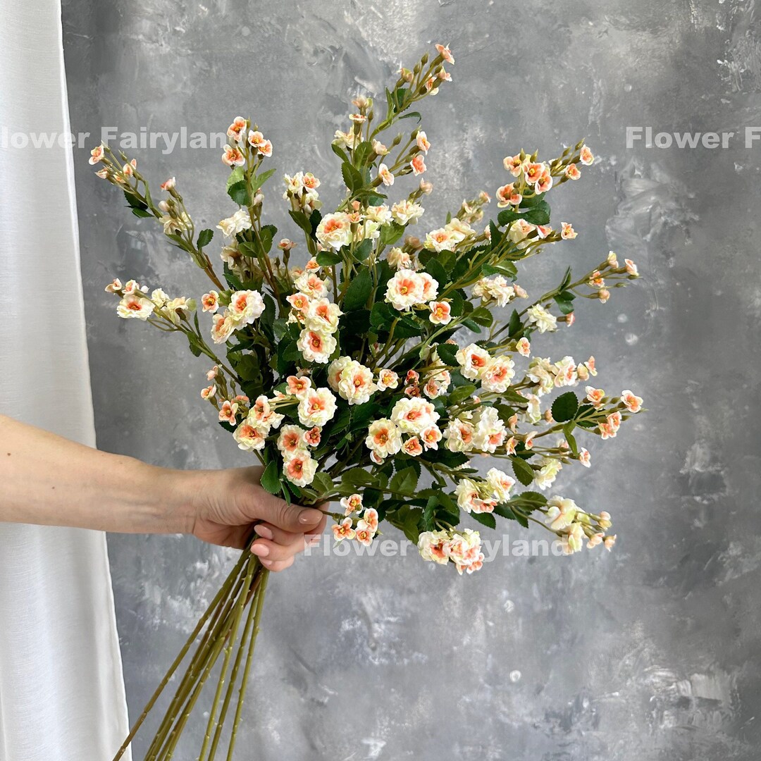 Faux Miniature Rose Bouquet Miniature Rose Long Stem Artificial Flower ...