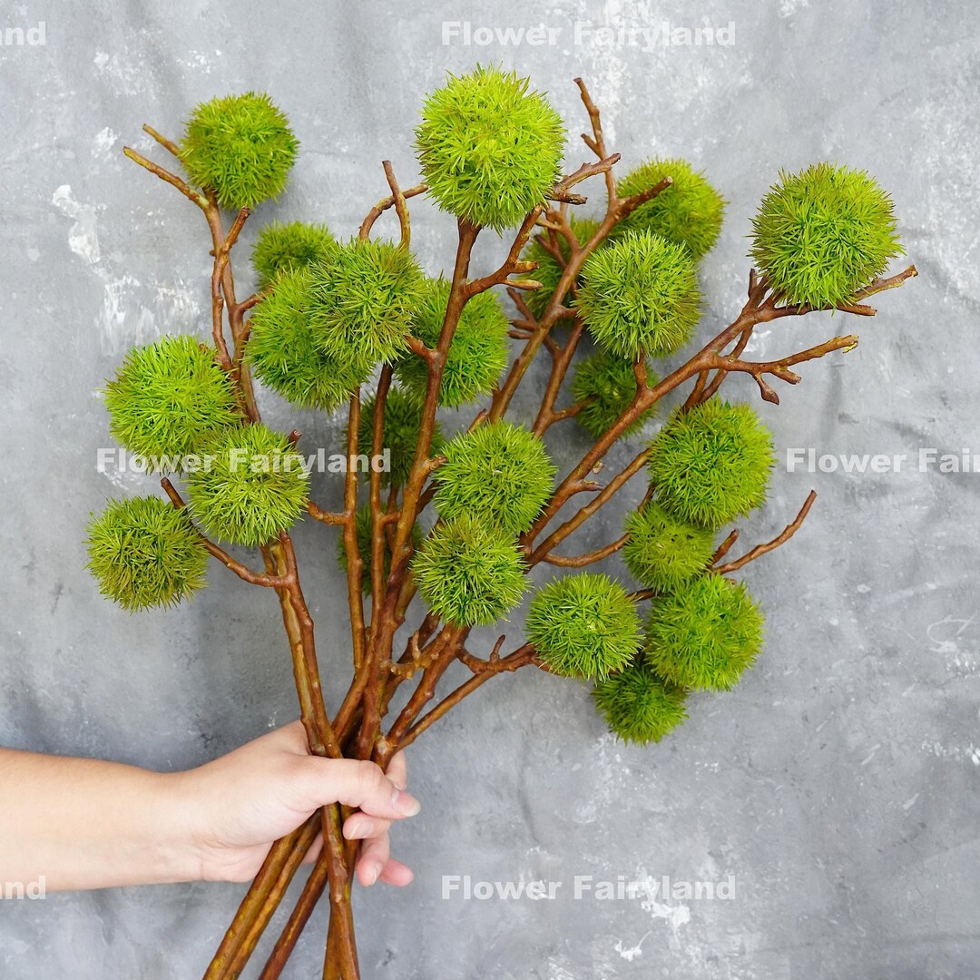27" Faux Chestnut Branch | 5 Chestnut Balls | Artificial Plant | DIY ...