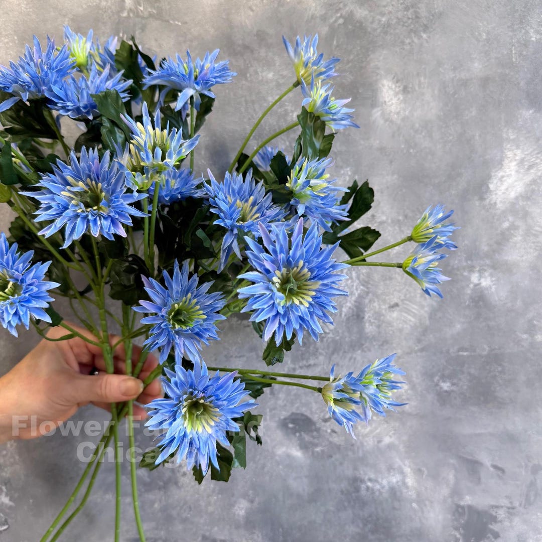 Faux Spider Mum Spray - Artificial Flower - Blue - Etsy