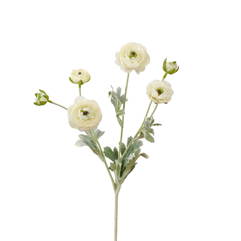 6 Heads Faux Ranunculus - Artificial Flower - White - Etsy