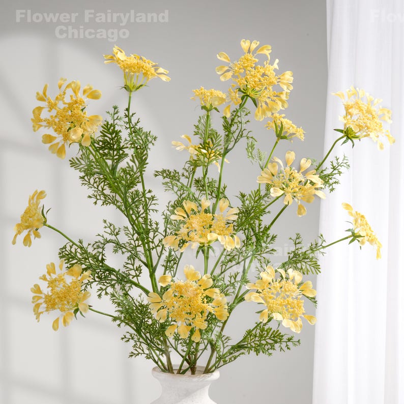 38" Faux Orlaya Lace Flower Branch - Artificial Flower - Yellow - Etsy