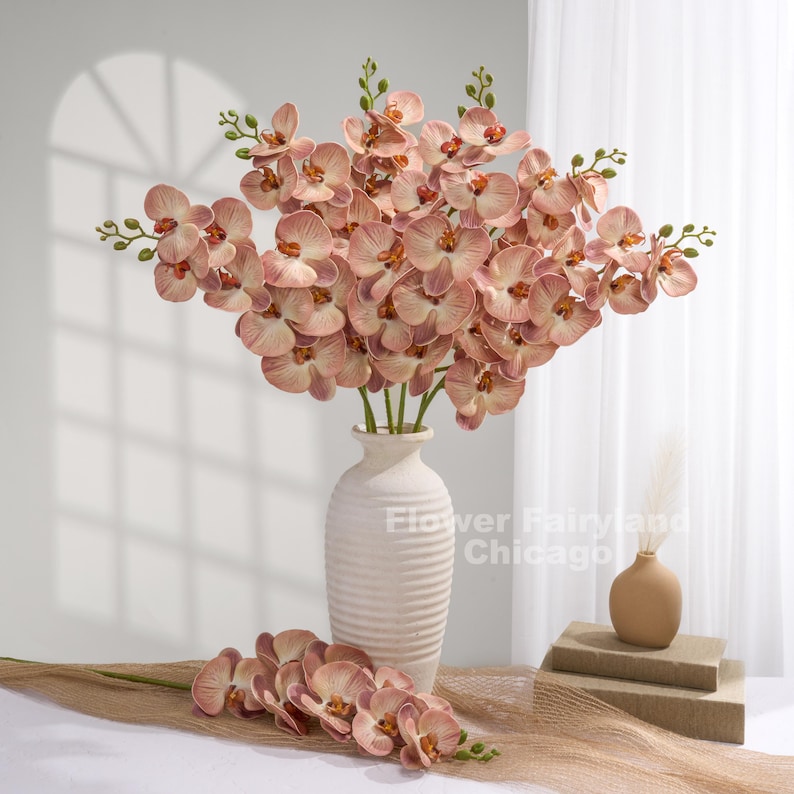 Real Touch 9 Heads Orchid Stem - Artificial Flower - Brownish Tan - Etsy
