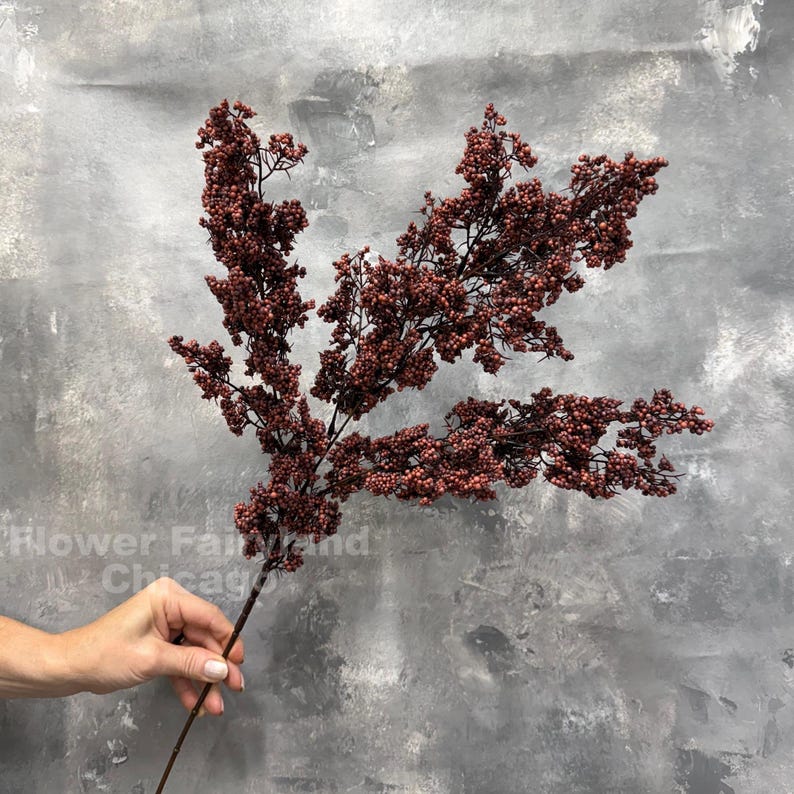 31" Faux Mini Berries Long Branch - Artificial Plant - Burgundy - Etsy