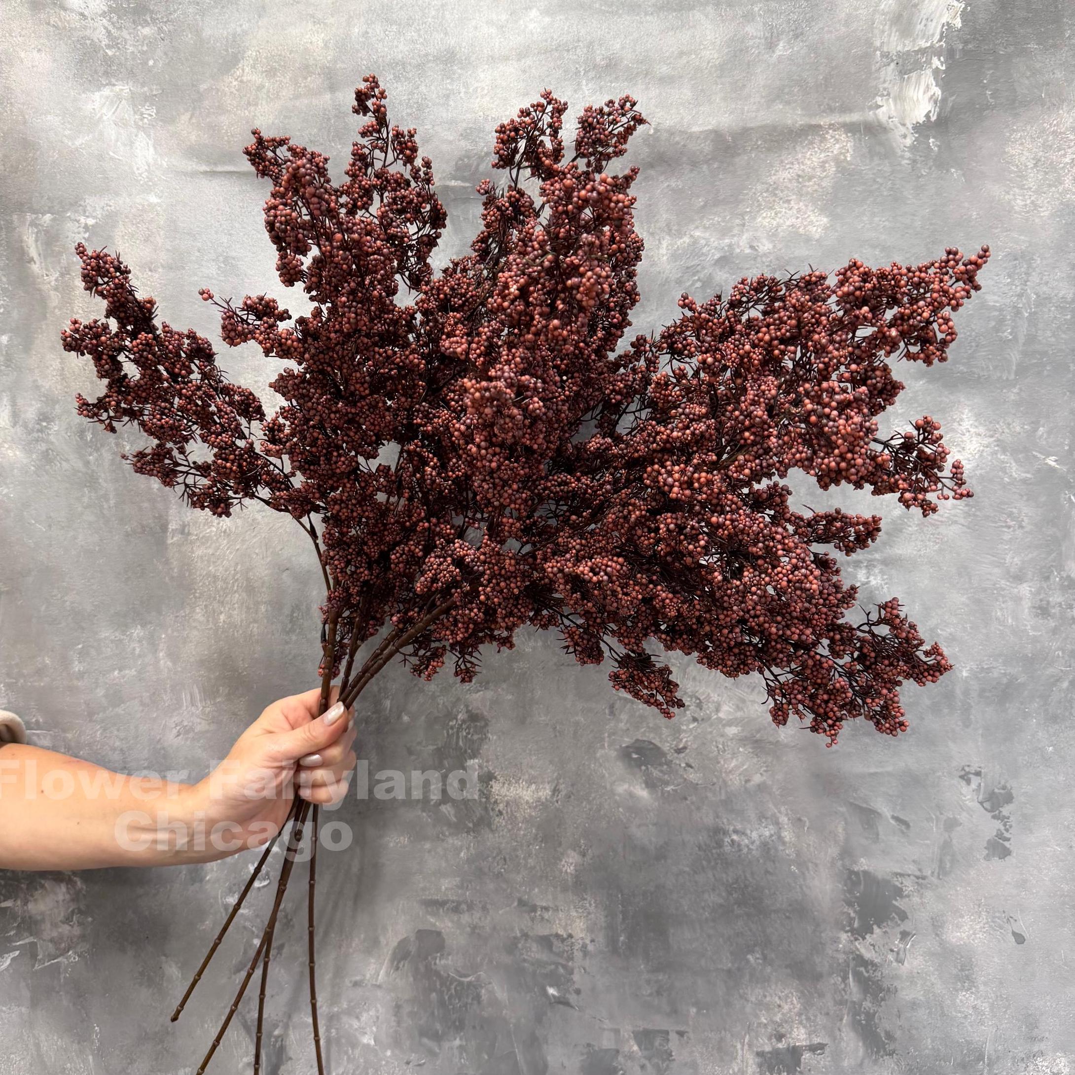 31" Faux Mini Berries Long Branch - Artificial Plant - Burgundy - Etsy