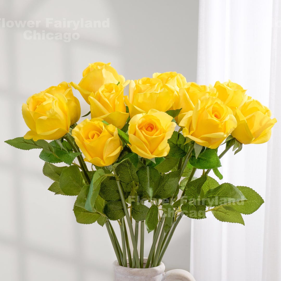 Real Touch Partially Open Rose Bud Stem - Artificial Flower - Yellow - Etsy