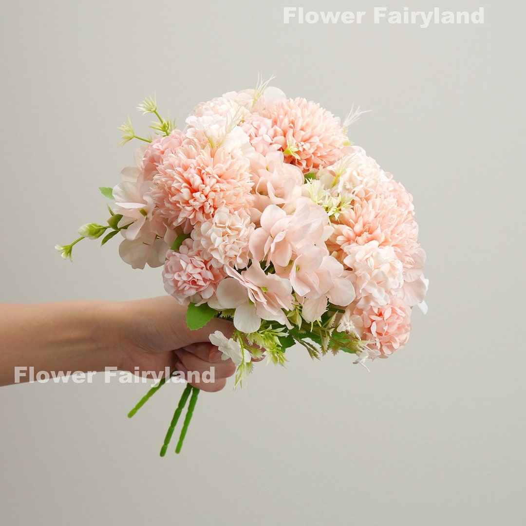 Chrysanthemum Ball and Hydrangea Small Bouquet | Artificial Flower ...
