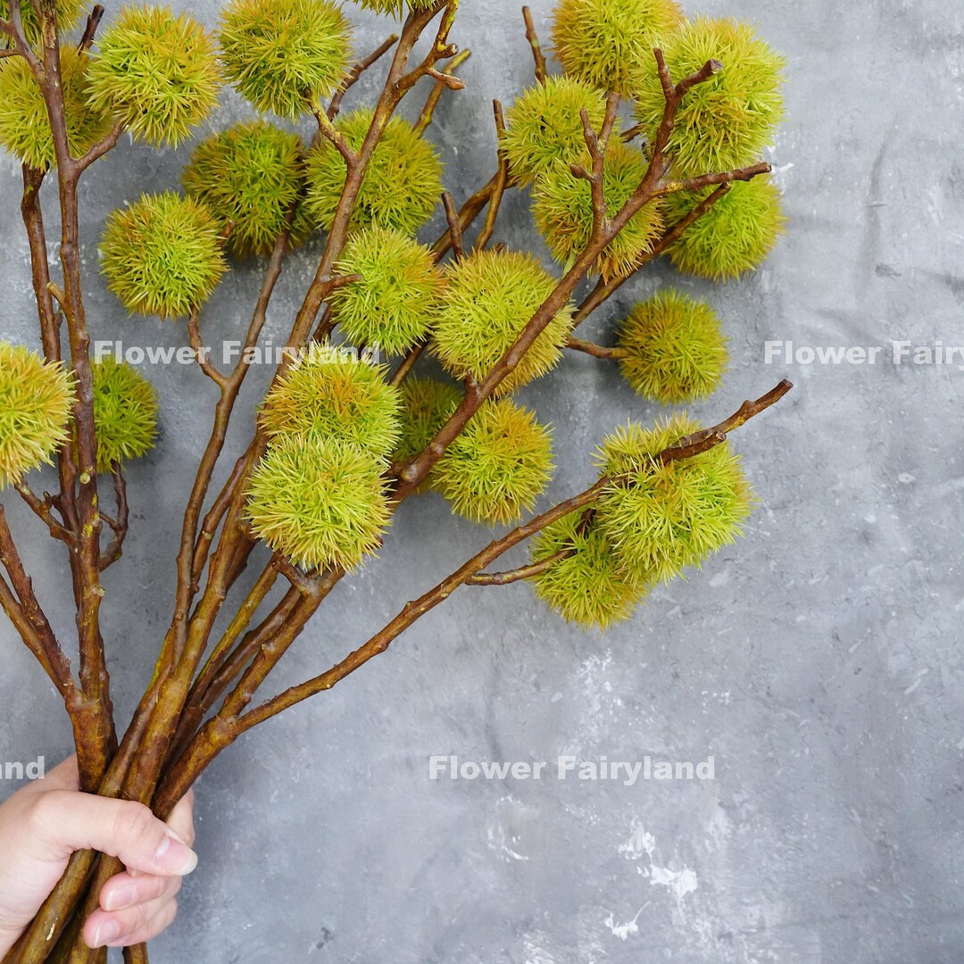 27 Faux Chestnut Branch 5 Chestnut Balls Artificial Plant DIY Floral ...