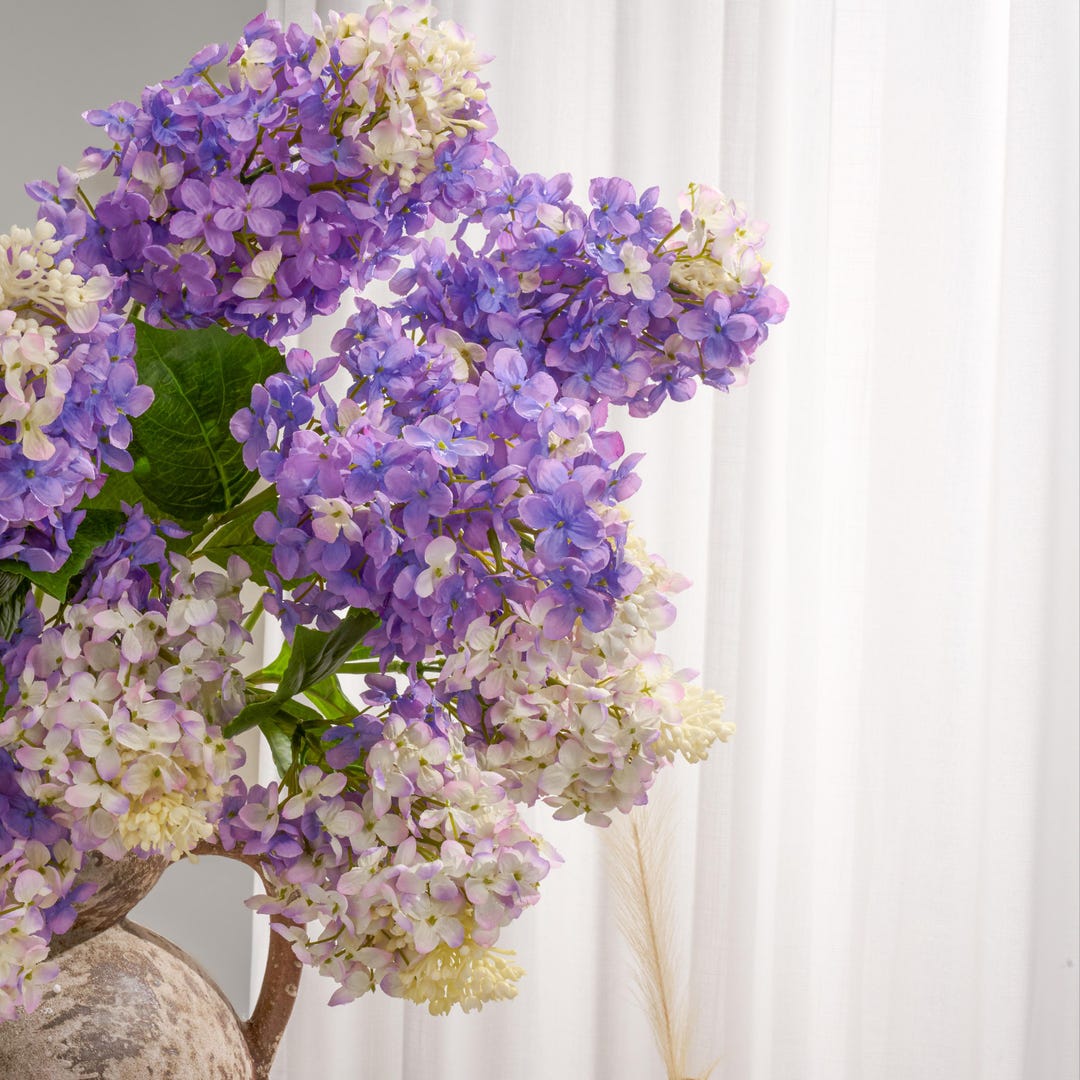 38" 2 Heads Bicolor Panicle Hydrangea Stem - Artificial Flower - Purple ...