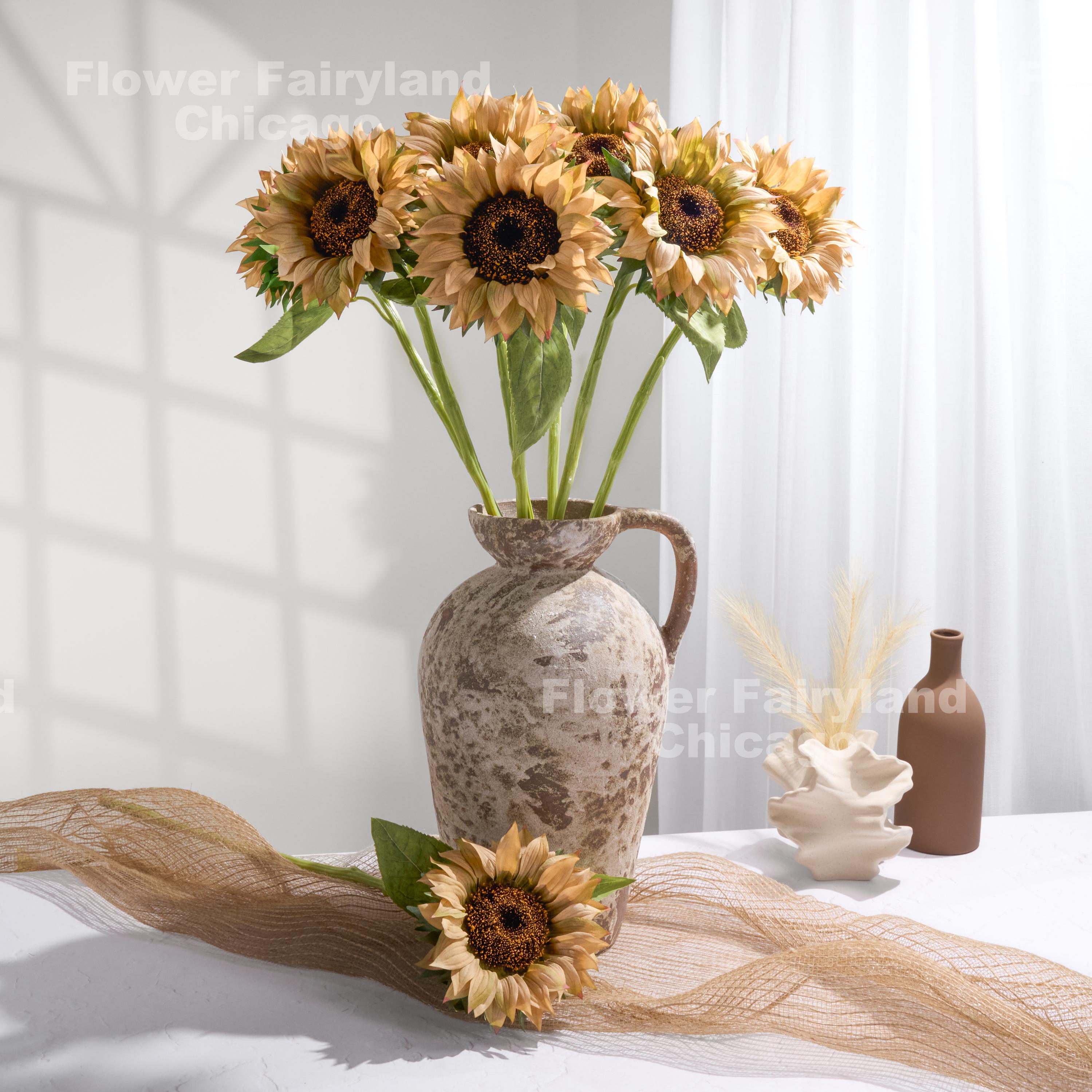 Real Touch Sunflower Stem - Artificial Flower - Mocha Beige - Etsy