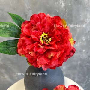 Faux Huge Peony Stem - Artificial Flower - Red - Etsy