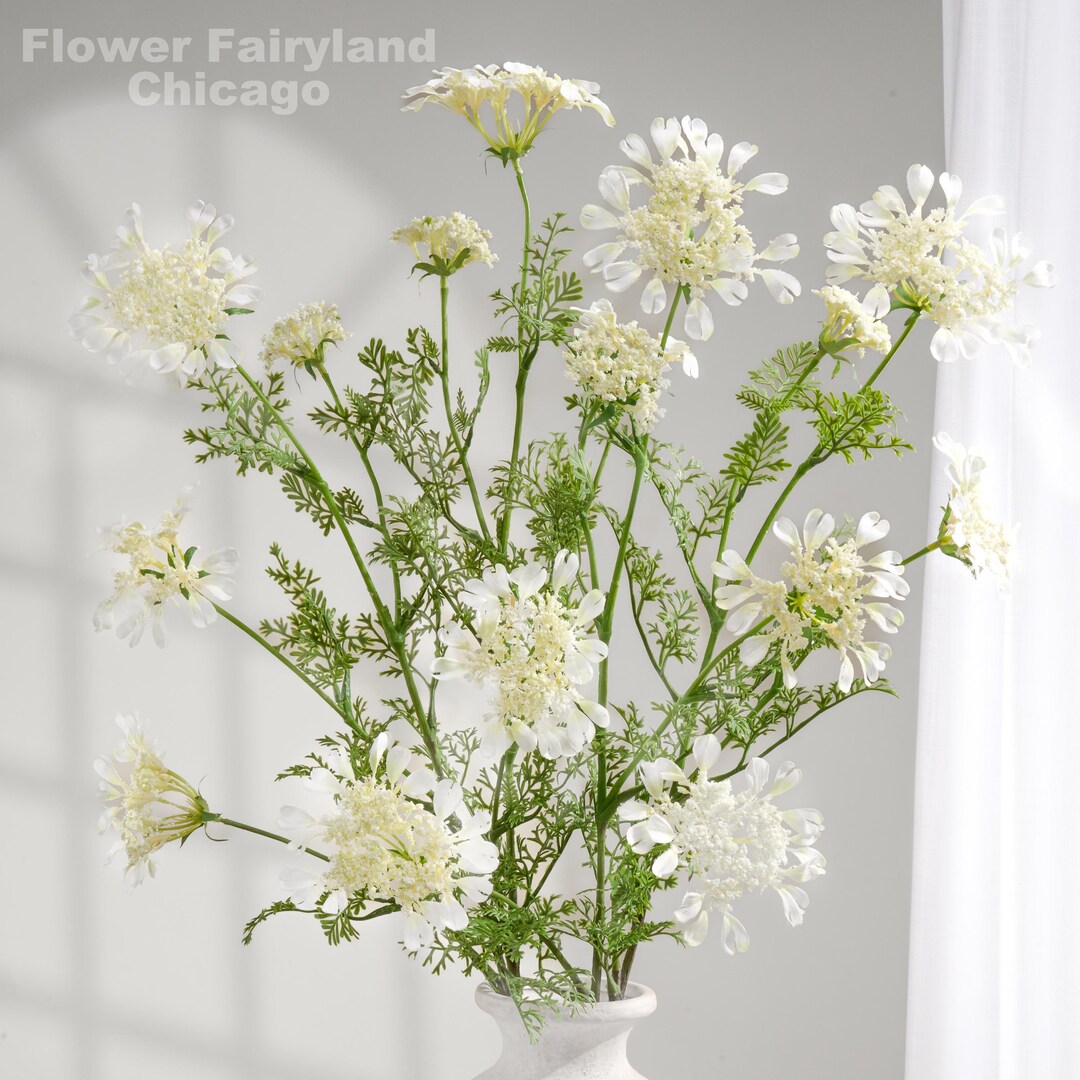38" Faux Orlaya Lace Flower Branch - Artificial Flower - White - Etsy