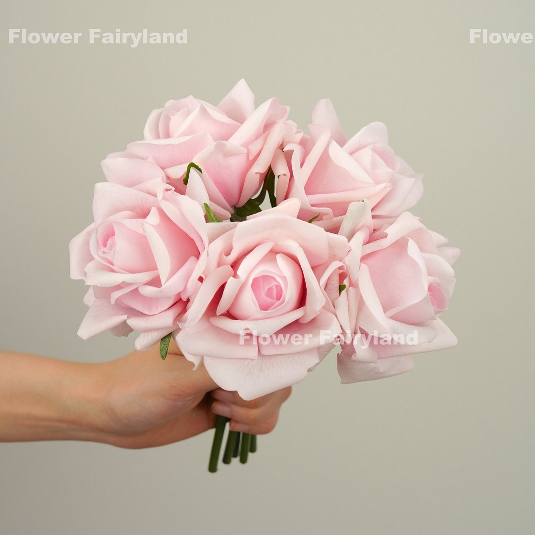 Realistic 5 Stems Real Touch Moist Latex Rose Bouquet High Quality ...