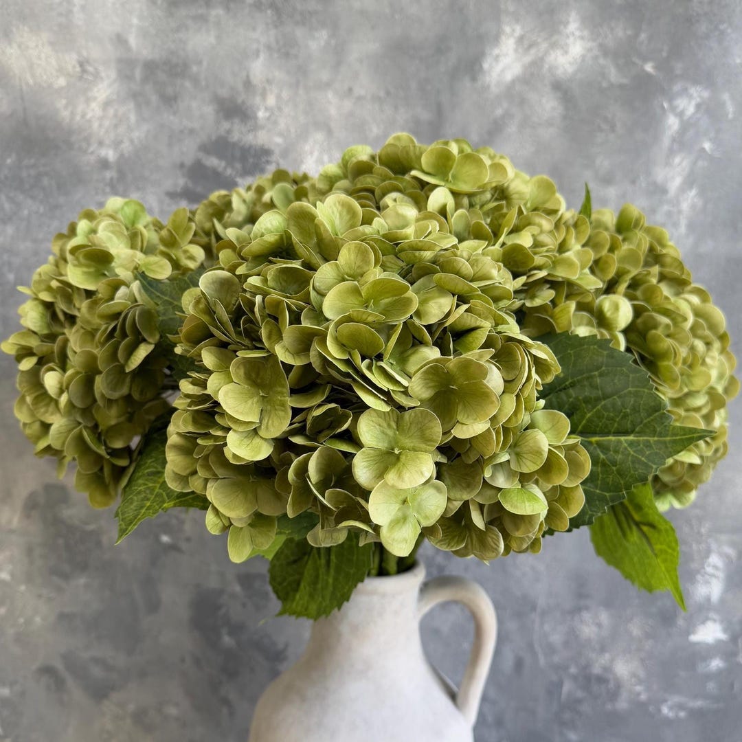 Real Touch Huge Hydrangea Stem - Artificial Flower - Antique Matcha ...