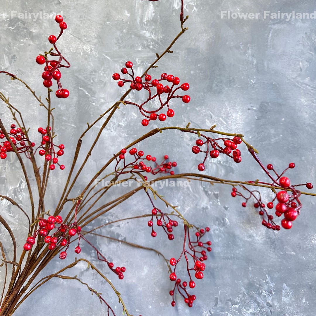 56" Faux Cranberry Long Branch - Artificial Plant - Red - Etsy