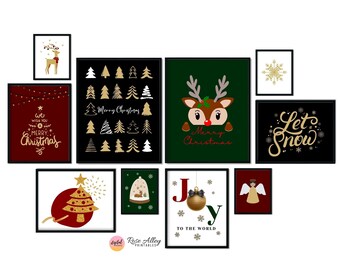 Christmas Gallery Wall Art Set, Holiday Prints, Christmas Prints ...