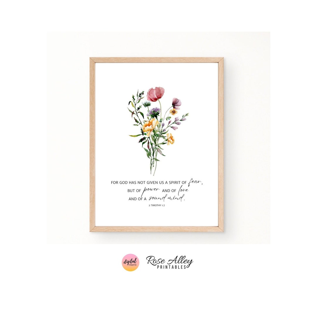 Sound Mind Scripture Printable, Wildflowers, Religious, Christian Gift ...