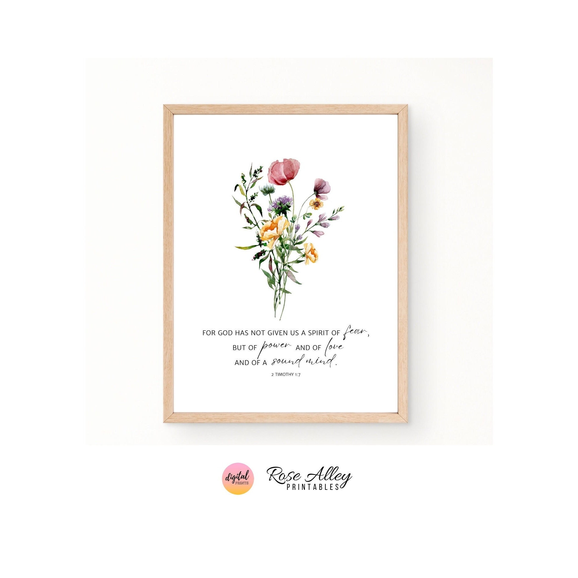 Sound Mind Scripture Printable Wildflowers Religious - Etsy