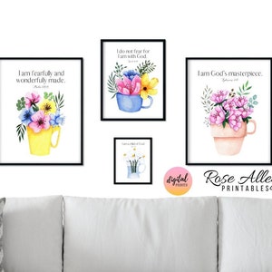 Christian Gift, Scripture Print, Religious Printable, Floral Art Decor ...