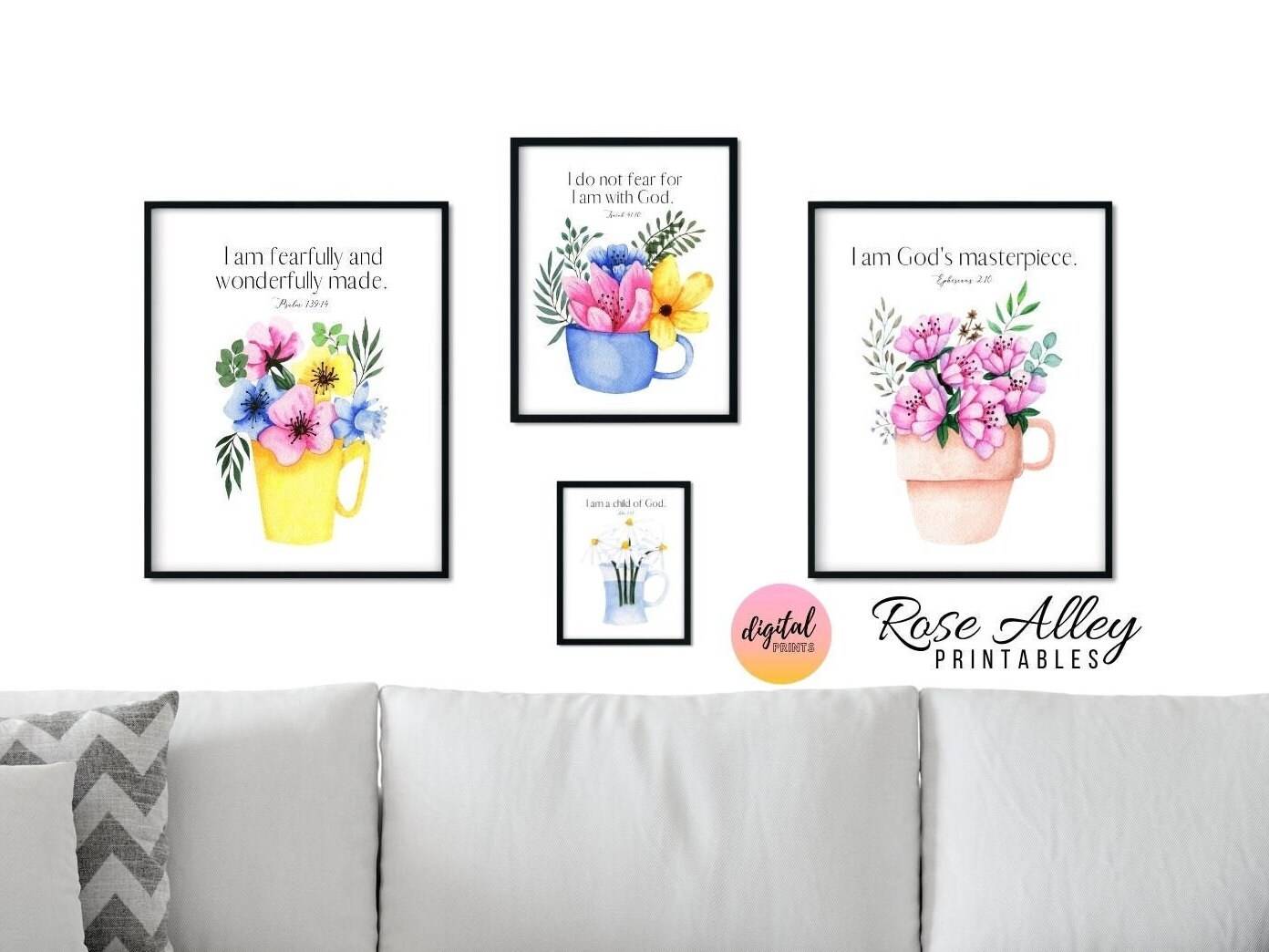 Christian Gift, Scripture Print, Religious Printable, Floral Art Decor ...