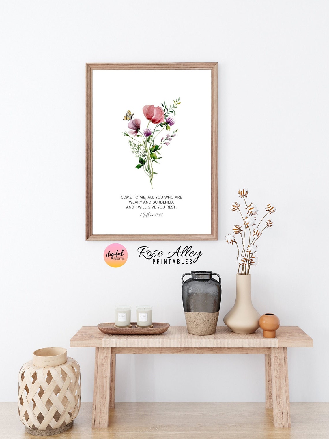 Give You Rest Scripture Printable Wildflowers Religious - Etsy