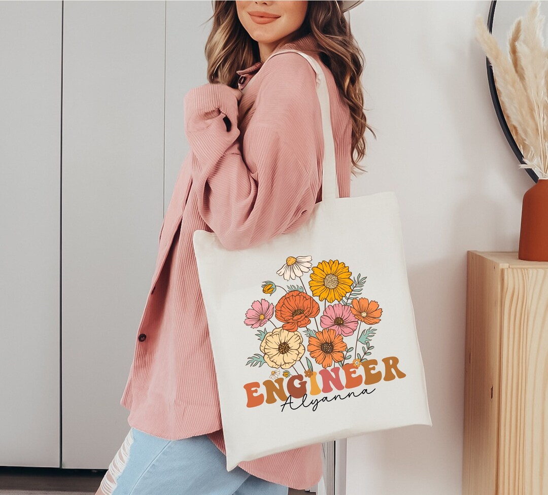 Personalized Engineer Canvas Bag, Wildflowers Tote, Engineer's Floral ...