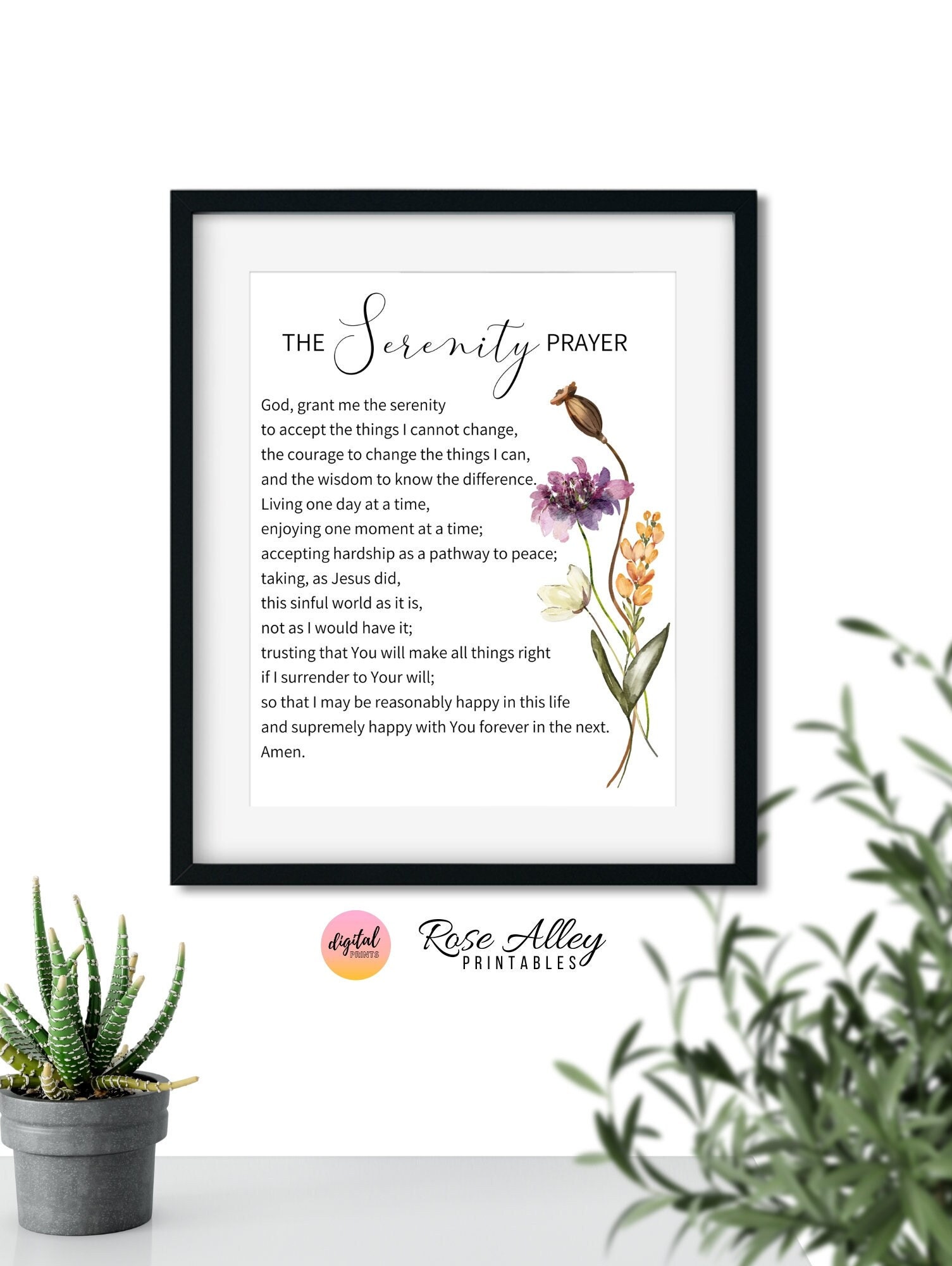The Serenity Prayer Wall Art Complete Version, Religious Gift, Typography Print, Christian ...