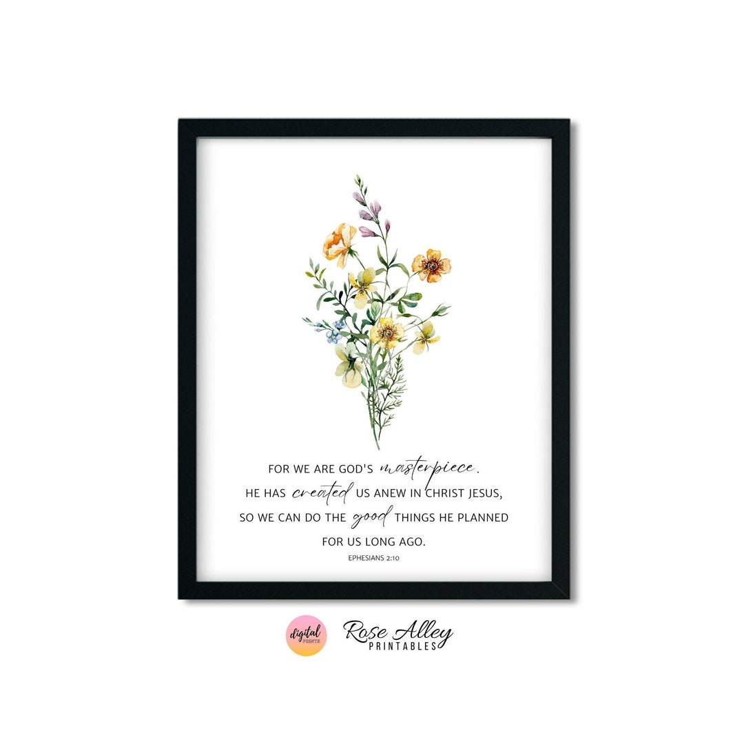 God’s Masterpiece Scripture Print, Wildflowers, Religious, Christian ...