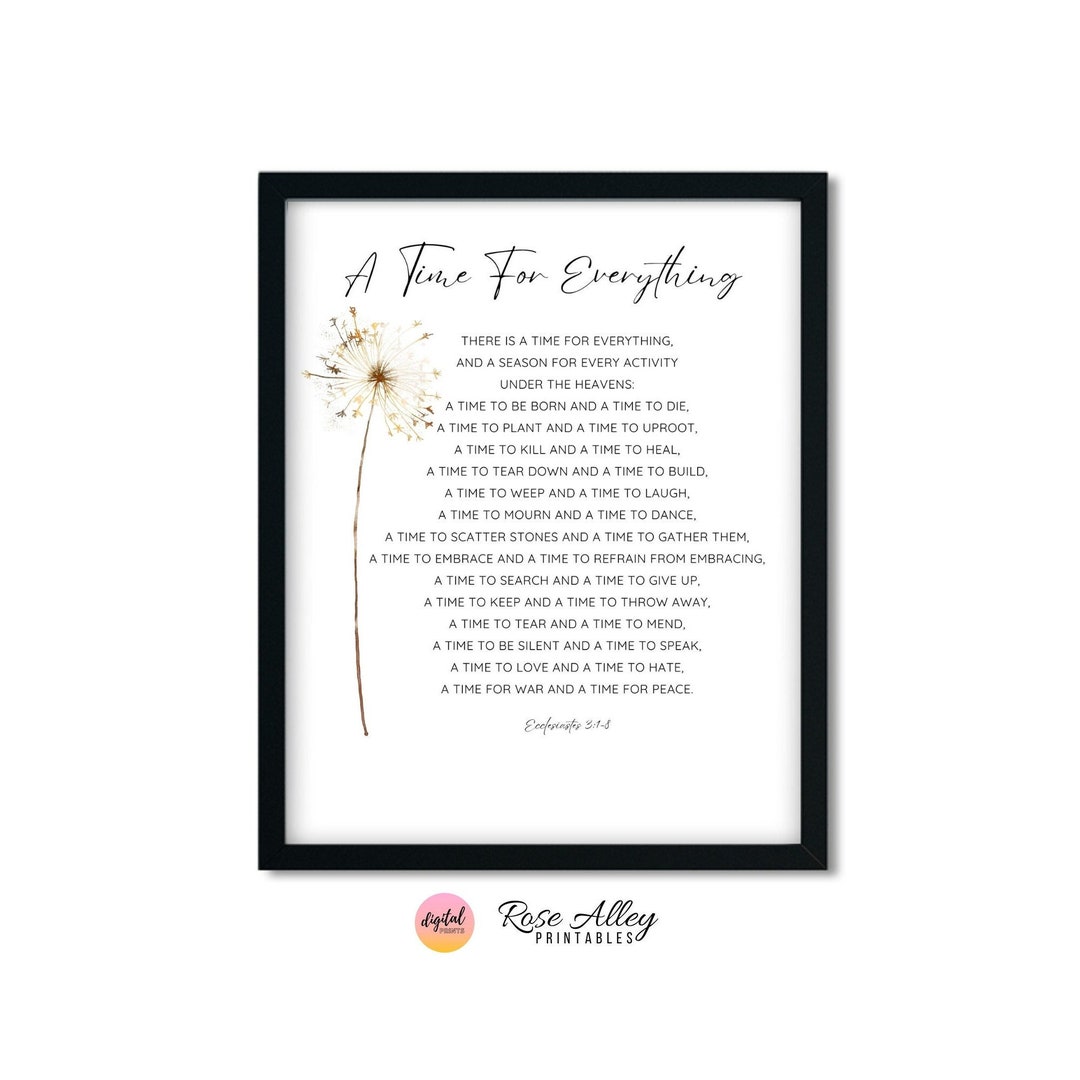 A Time for Everything, Scripture Print, Christian Gift, Wildflowers ...