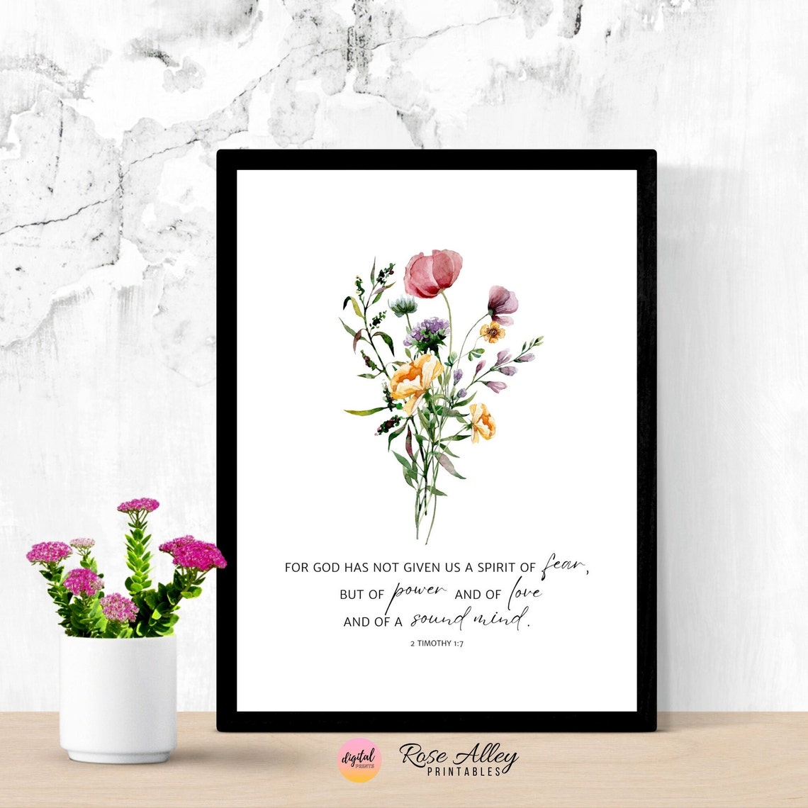 Sound Mind Scripture Printable Wildflowers Religious - Etsy