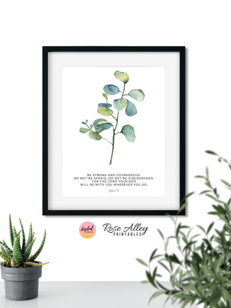 Be Strong Scripture Printable, Eucalyptus, Religious Printable ...