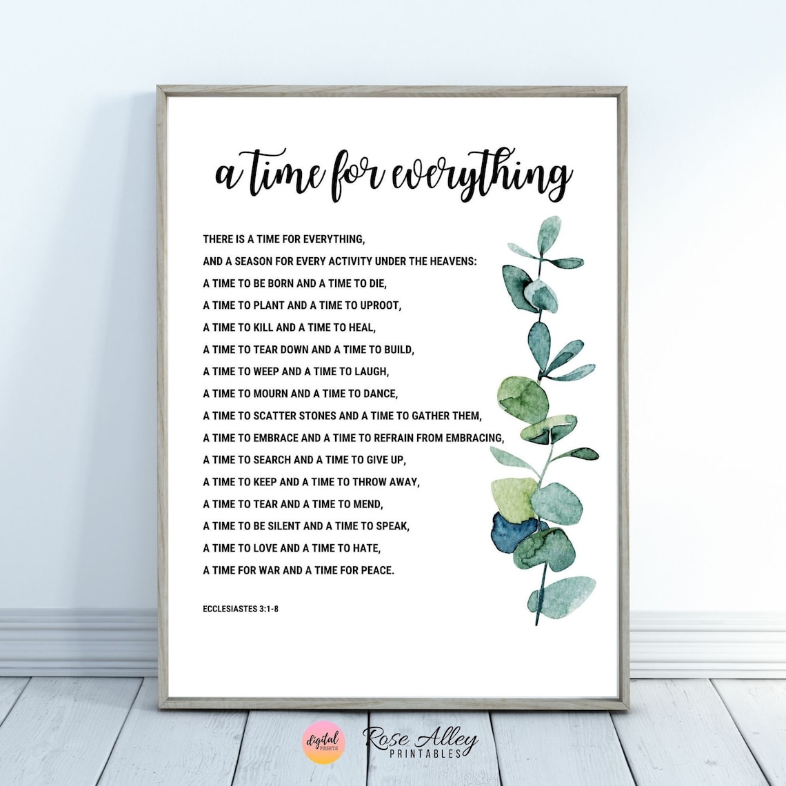 A Time for Everything Scripture, Religious, Christian Gift, Eucalyptus ...