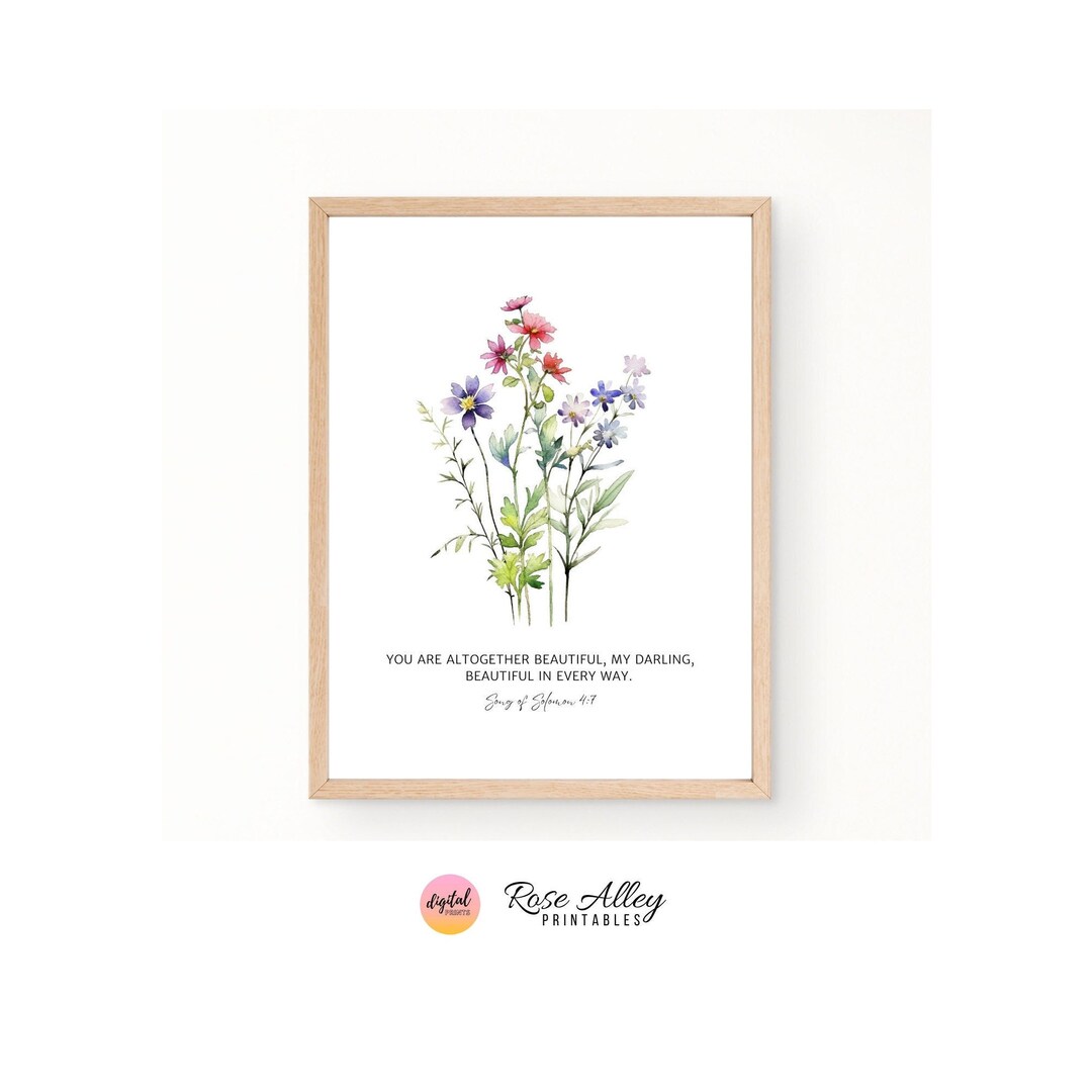 You Are Beautiful Scripture, Wildflowers, Religious, Christian Gift ...