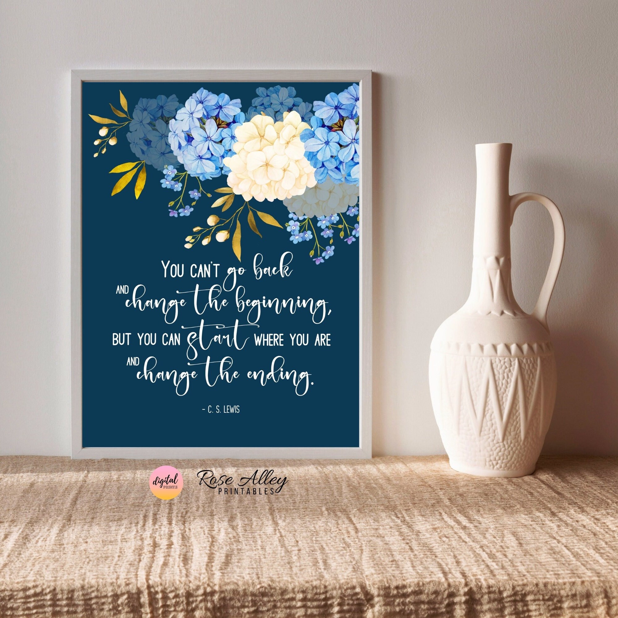 Change the Ending Typography Art Flowers Printable Home and - Etsy