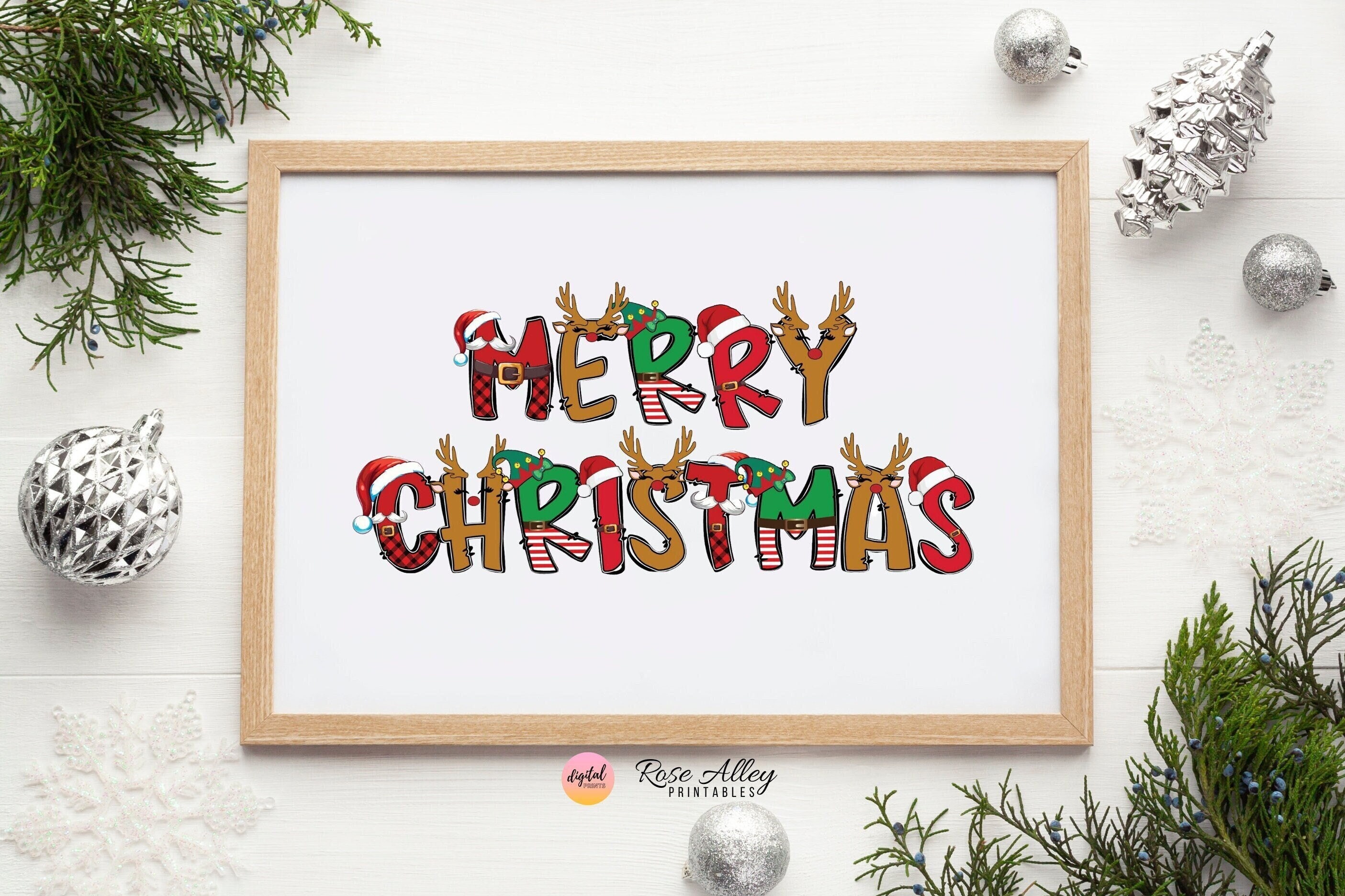 Merry Christmas Alphabet Santa Reindeer Elf Christmas - Etsy Portugal