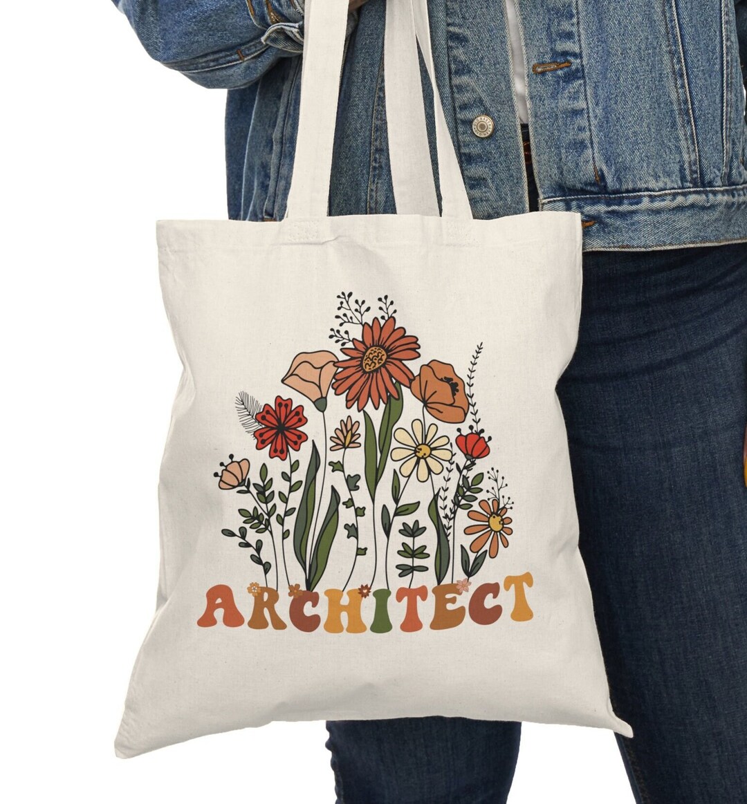 Architect Tote Bag, Gift for Architect, Lady Architect Floral Tote ...
