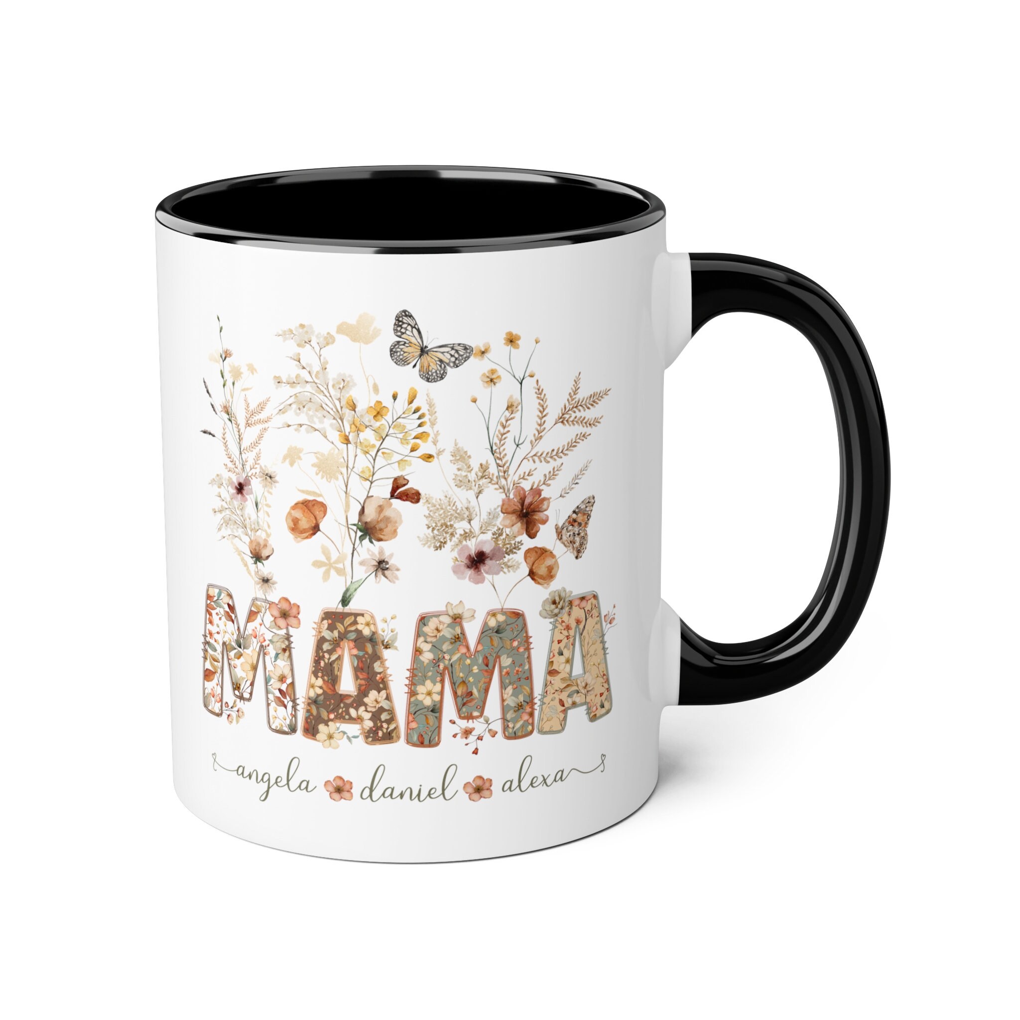 Personalized Mama Mug With Kids' Names, Wildflowers Coffee Mug, Mother ...