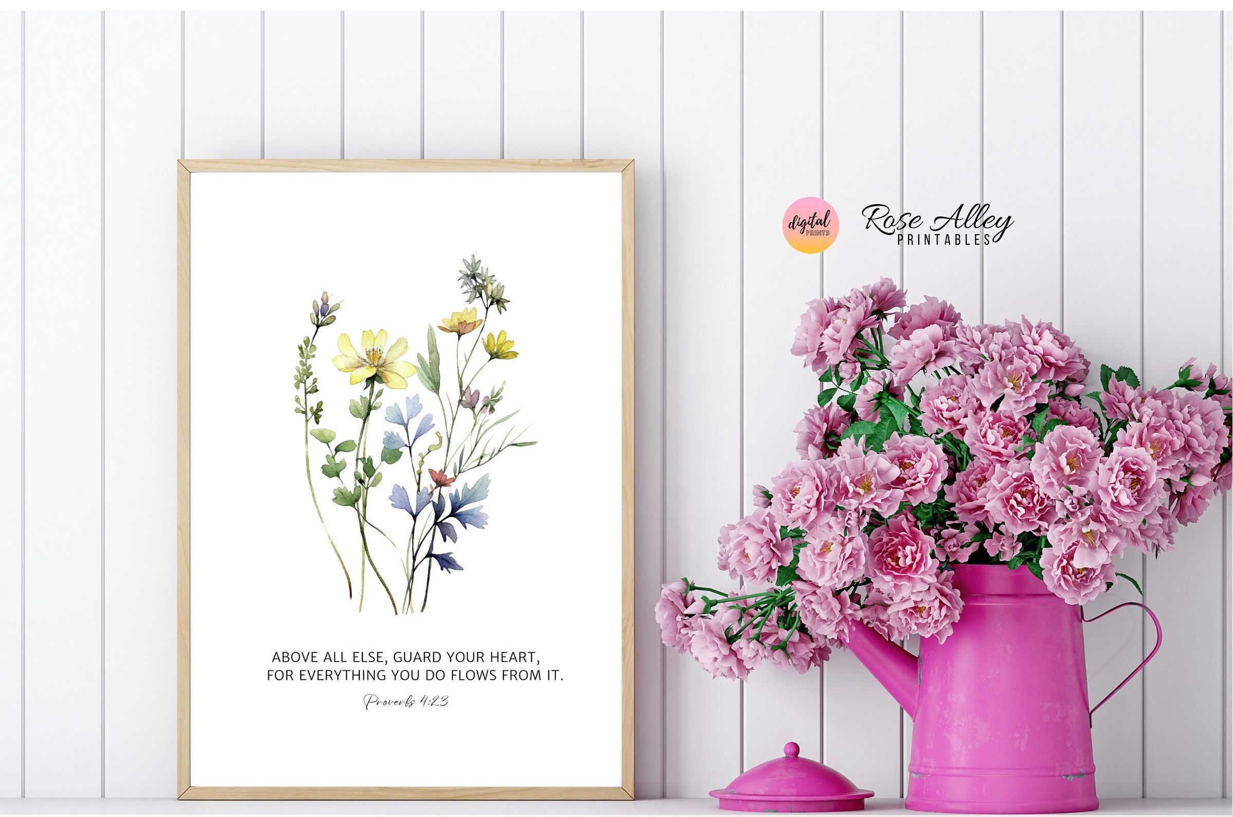 Above All Else Scripture Printable, Wildflowers, Religious, Christian ...