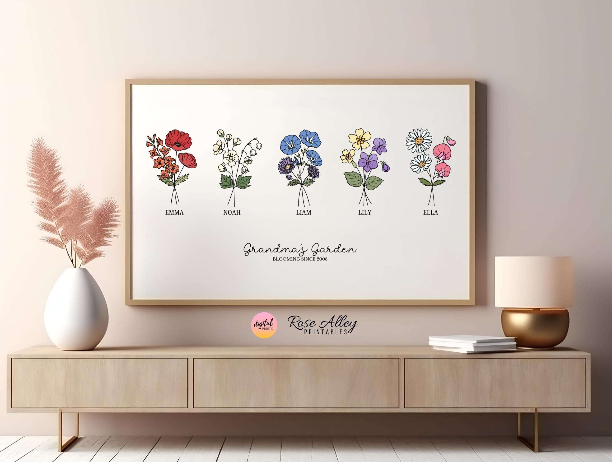 Custom Birth Flower Art, Family Birth Flower Printable Wall Art ...