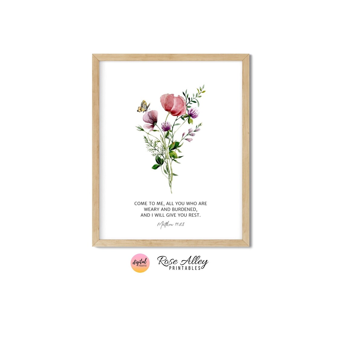 Give You Rest Scripture Printable Wildflowers Religious - Etsy
