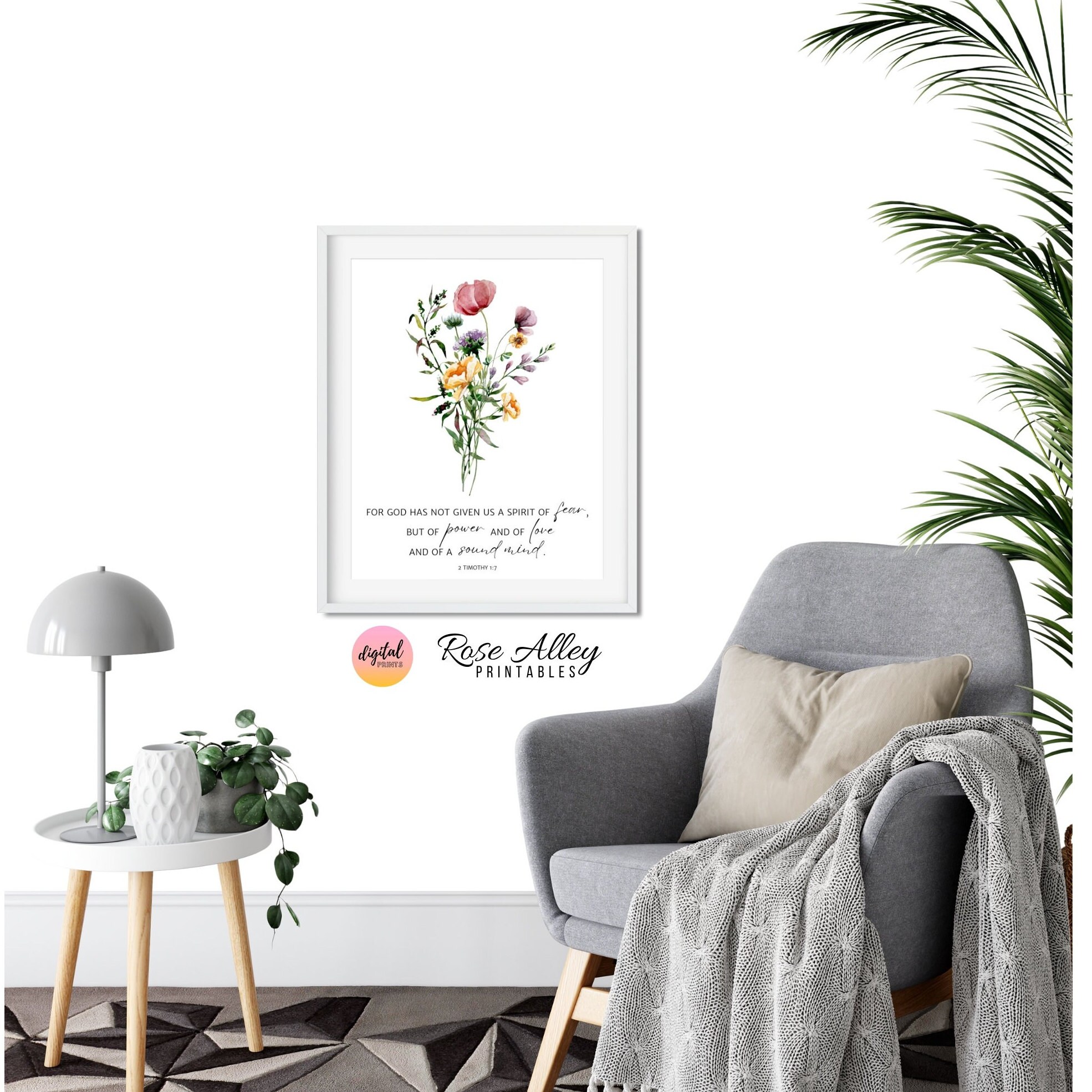 Sound Mind Scripture Printable Wildflowers Religious - Etsy