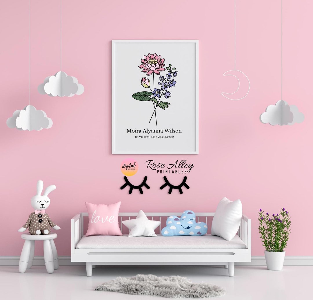 Custom Birth Flower Art, Family Birth Flower Printable Wall Art ...