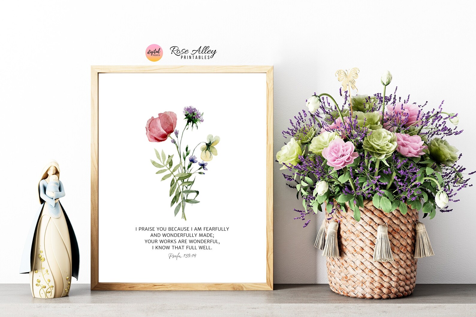 Wonderfully Made Scripture Printable, Wildflowers, Religious, Christian ...