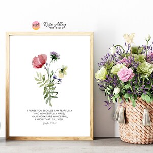 Wonderfully Made Scripture Printable, Wildflowers, Religious, Christian ...