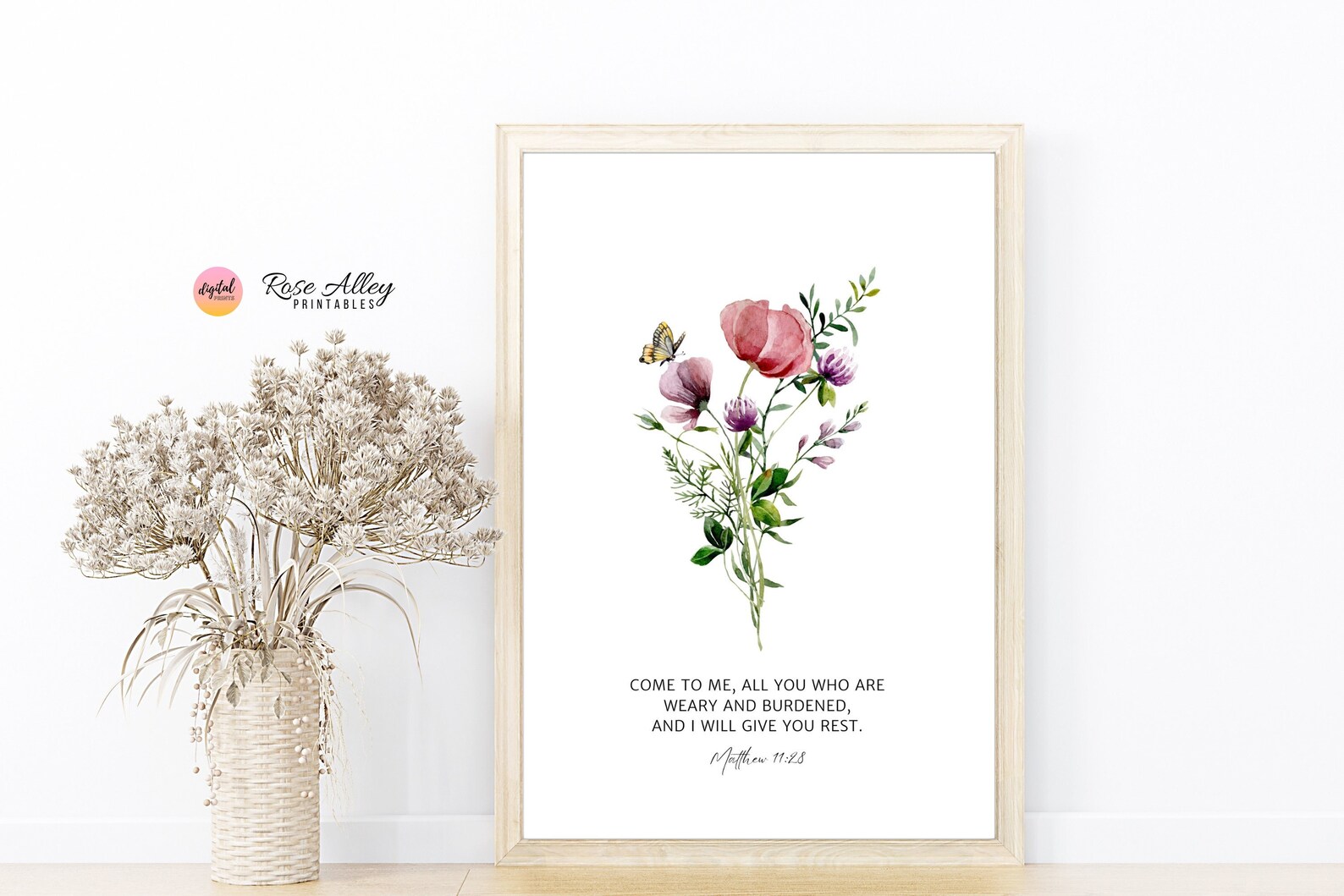 Give You Rest Scripture Printable, Wildflowers, Religious, Christian ...